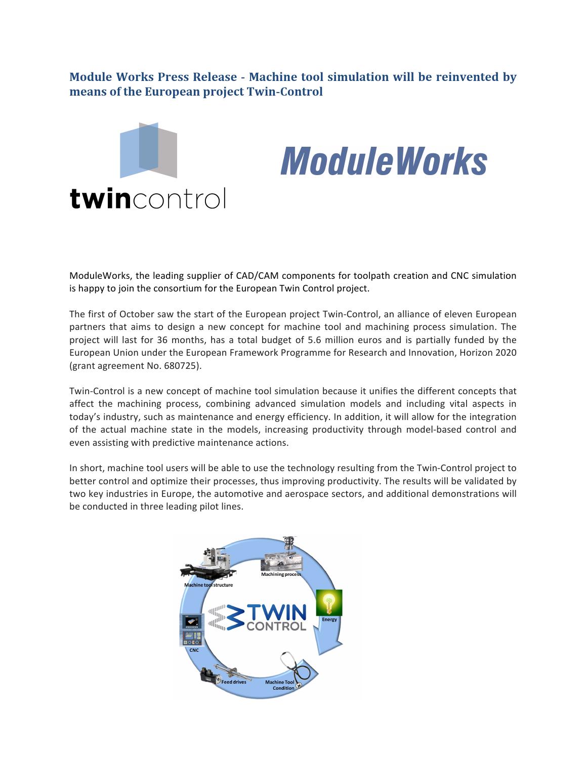 ModuleWorks Press Release - Machine tool simulation will be reinvented ...
