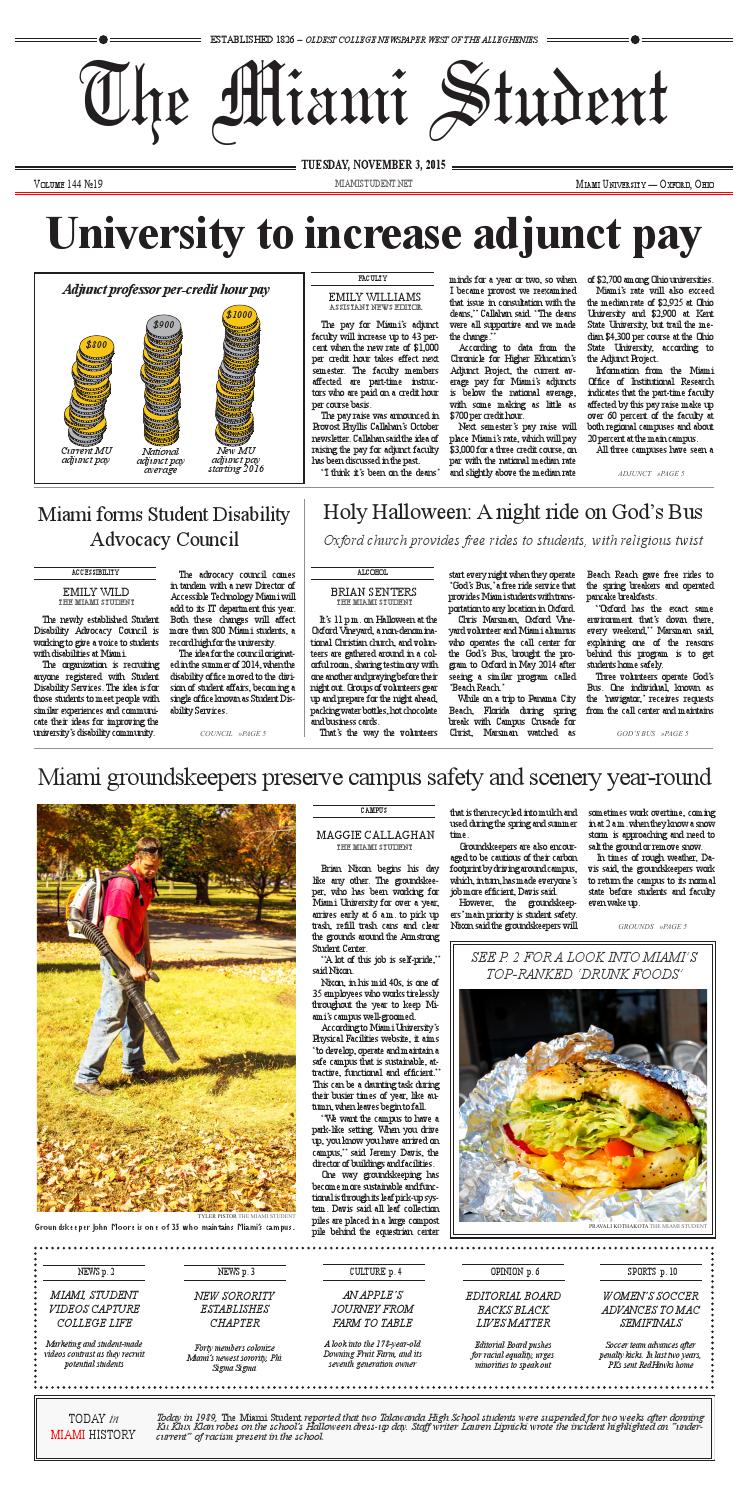 November 3, 2015 | The Miami Student by The Miami Student - Issuu
