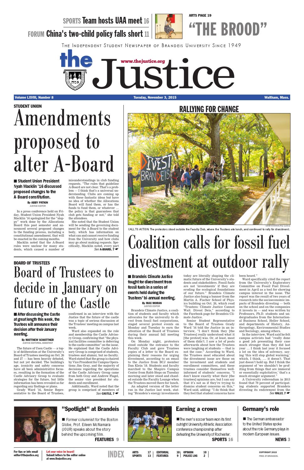 The Justice, November 3, 2015 by The Justice - Issuu