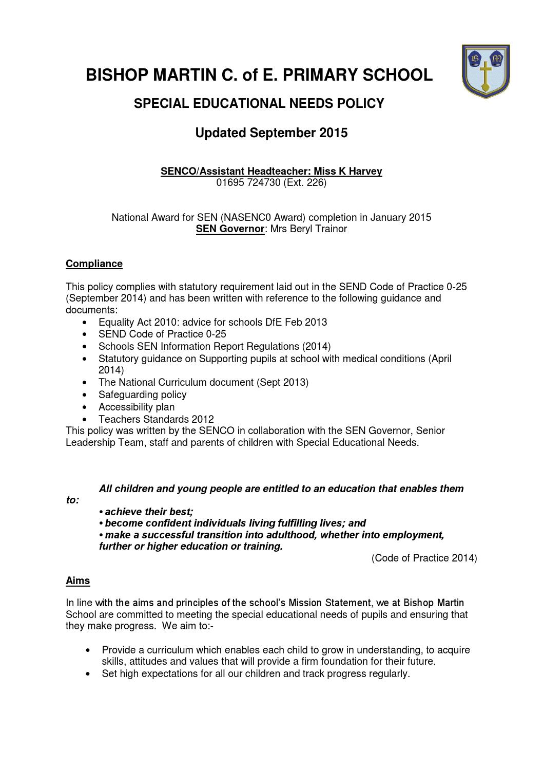 SEN Policy - Sept 15 by Schudio - Issuu