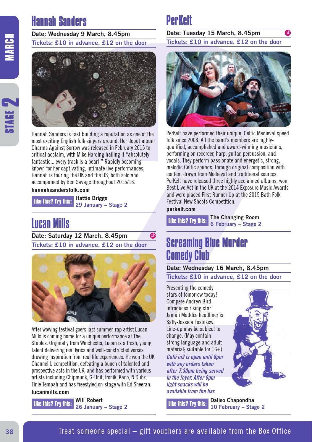 Stables brochure Dec 2015 to March 2016 by Matthew Sanders - Issuu