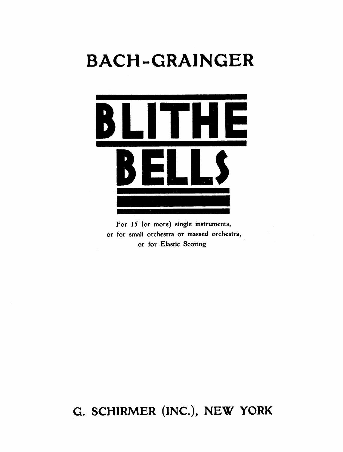 Grainger BLITHE BELLS by ScoresOnDemand - Issuu