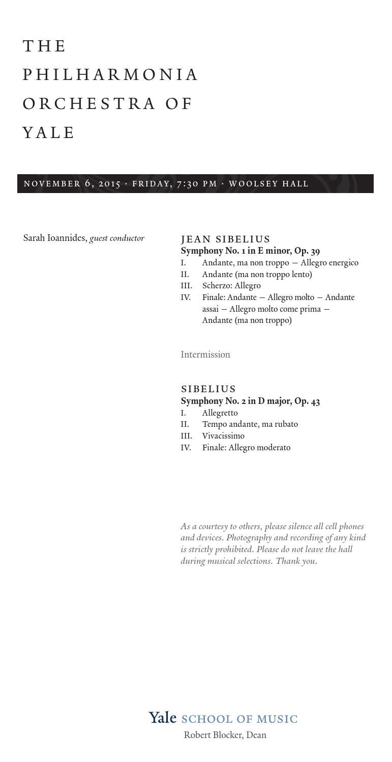 2015 11 06 sibelius issuu by Yale School of Music - Issuu