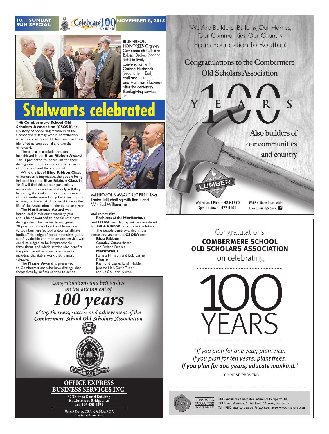 Combermere School Old Scholars Association 100-Year Anniversary by ...