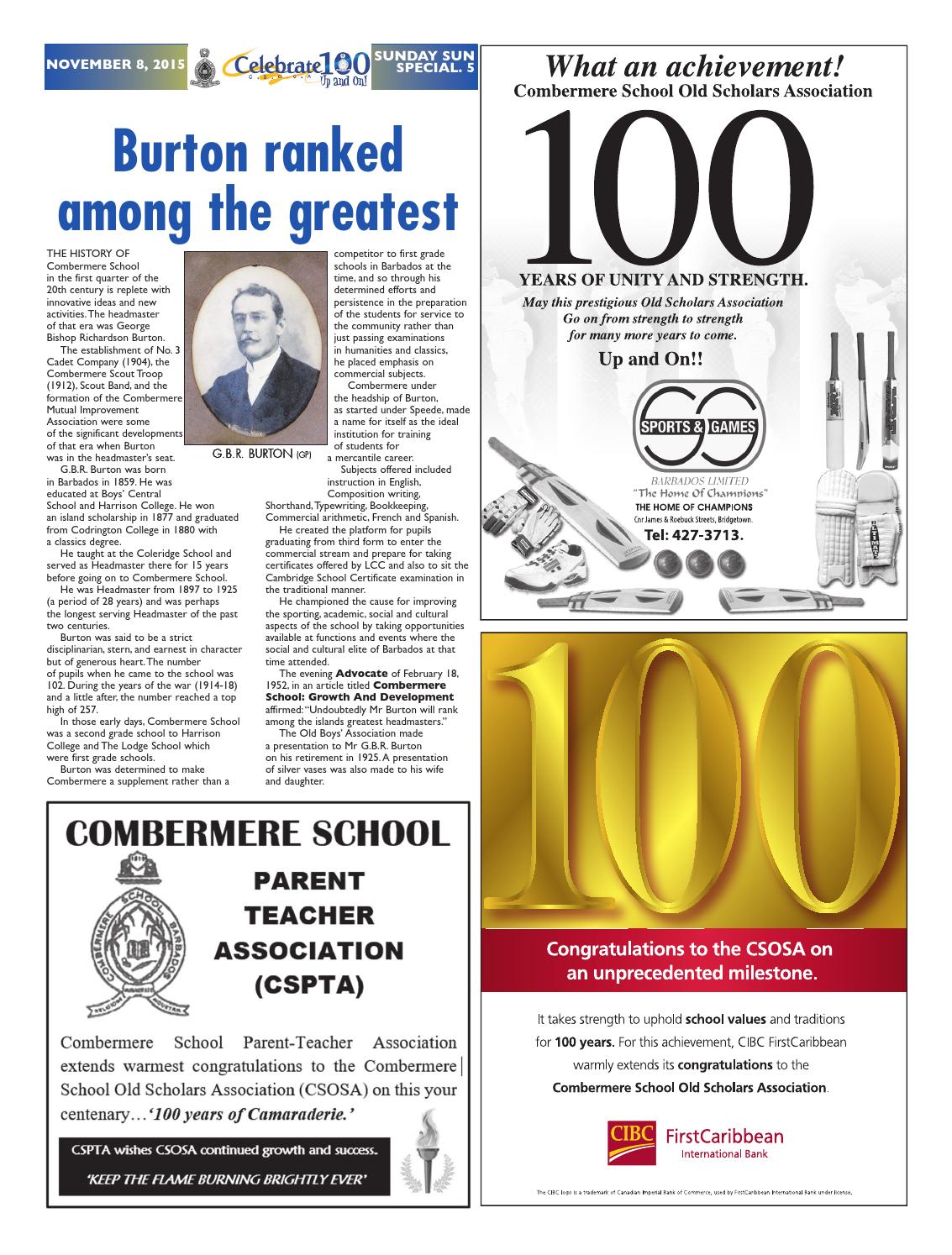 Combermere School Old Scholars Association 100 Year Anniversary By Nation Publishing Co Limited