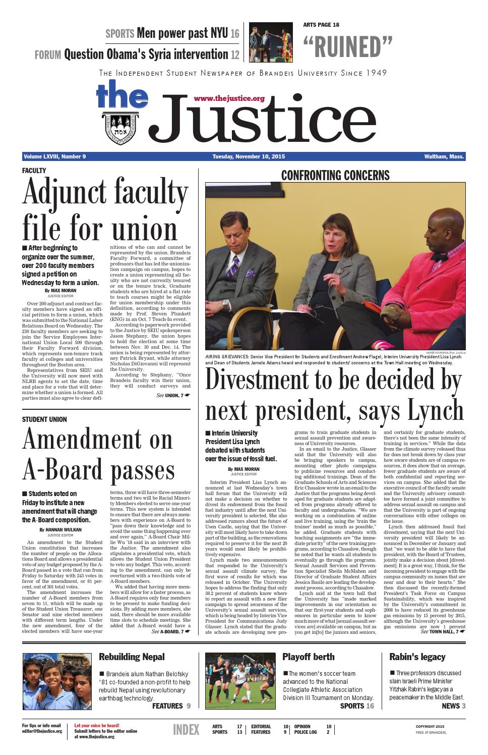 The Justice, November 10, 2015 by The Justice - Issuu