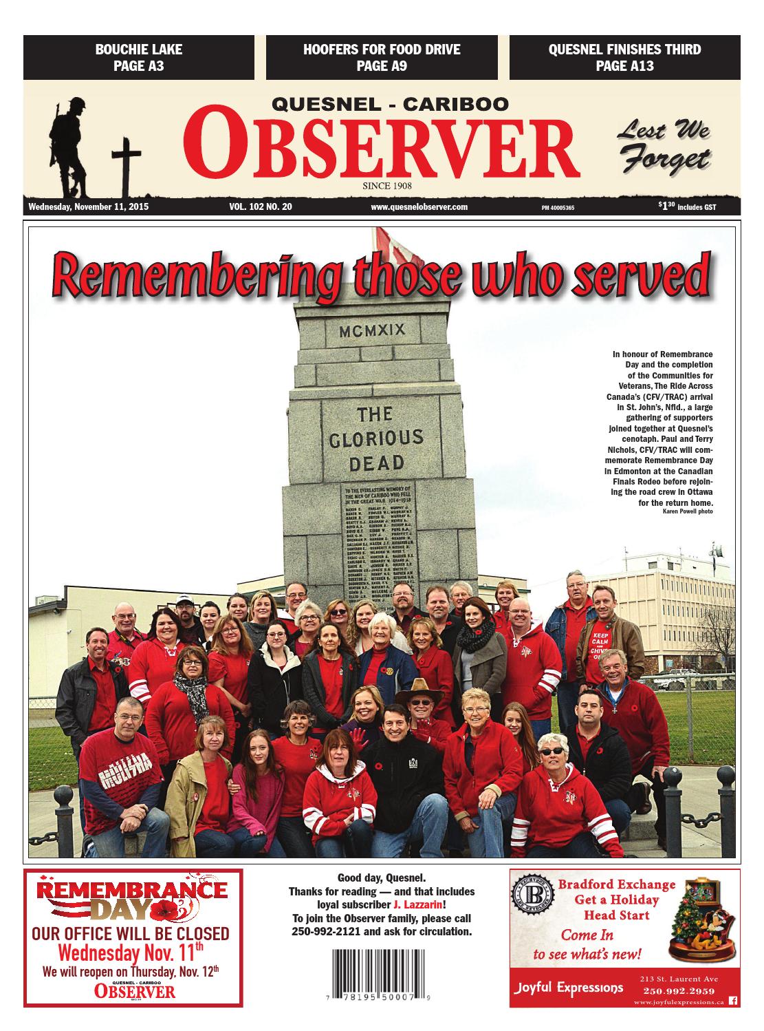 Quesnel Cariboo Observer, November 11, 2015 by Black Press Media Group ...