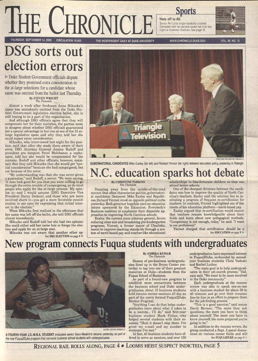 September 14, 2000 by Duke Chronicle Print Archives - Issuu