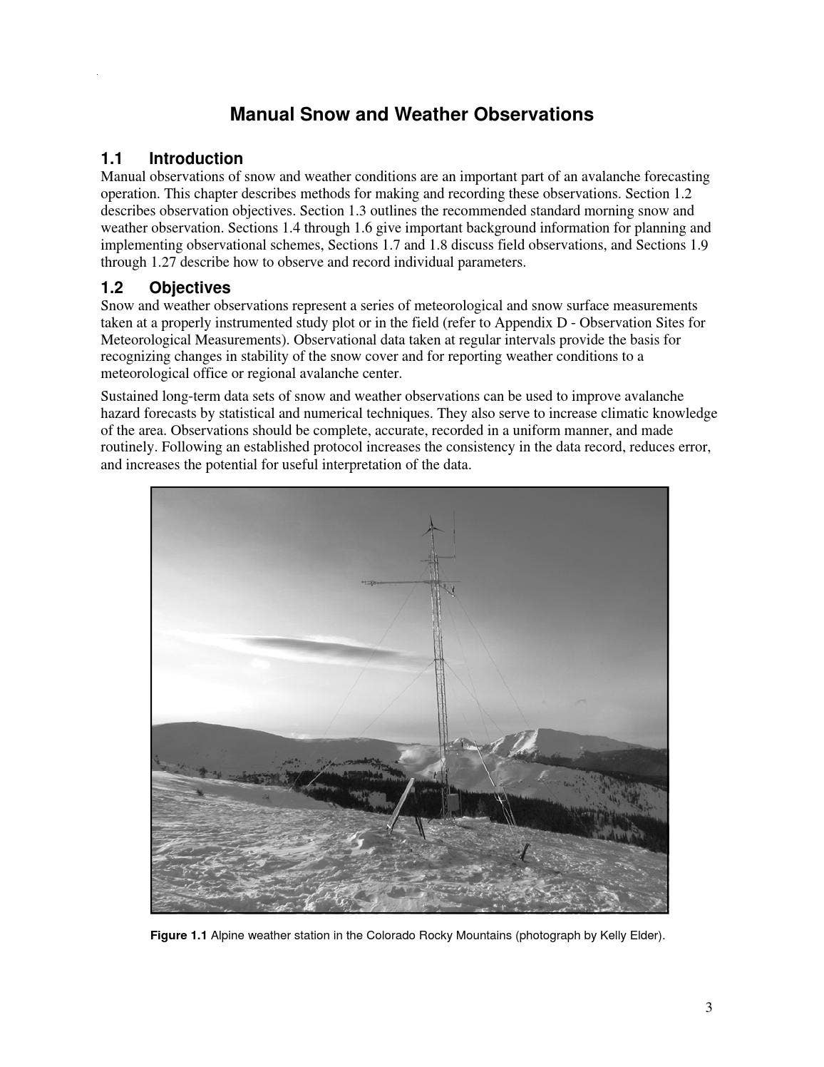 Snow, Weather, and Avalanches: Observational Guidelines - Chapter 1 by ...