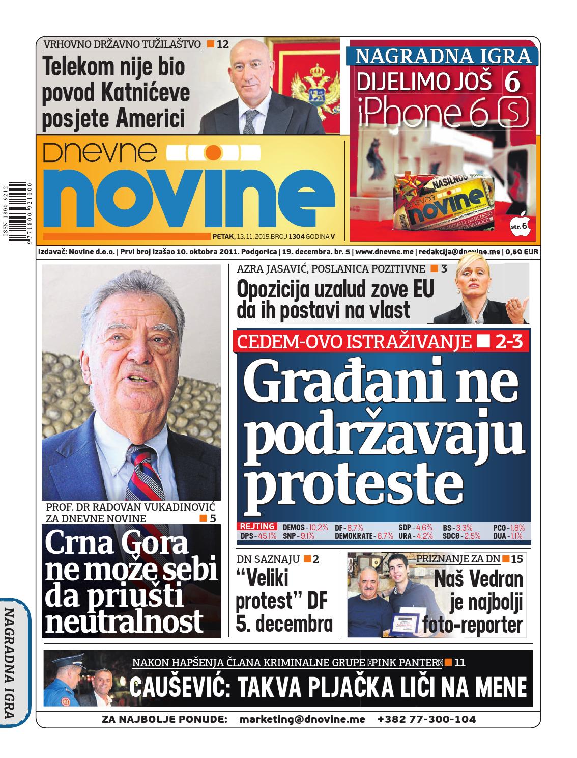 Naslovna 13. novembar 2015. by Dnevne Novine - Issuu
