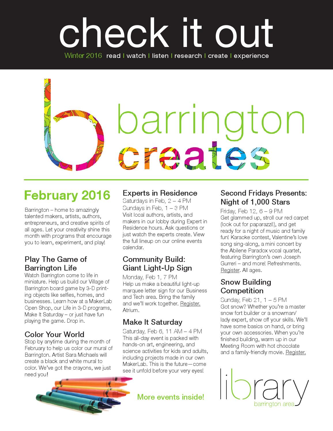 Winter 2016 Check It Out newsletter from the Barrington Area Library by ...