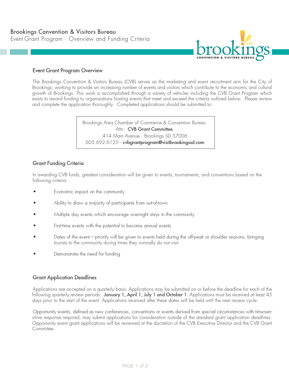 Cvb event grant application criteria 2016 by Visit Brookings - Issuu