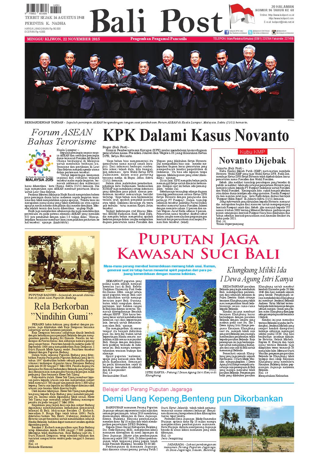 Edisi 22 November 2015 | Balipost.com by e-Paper KMB - Issuu