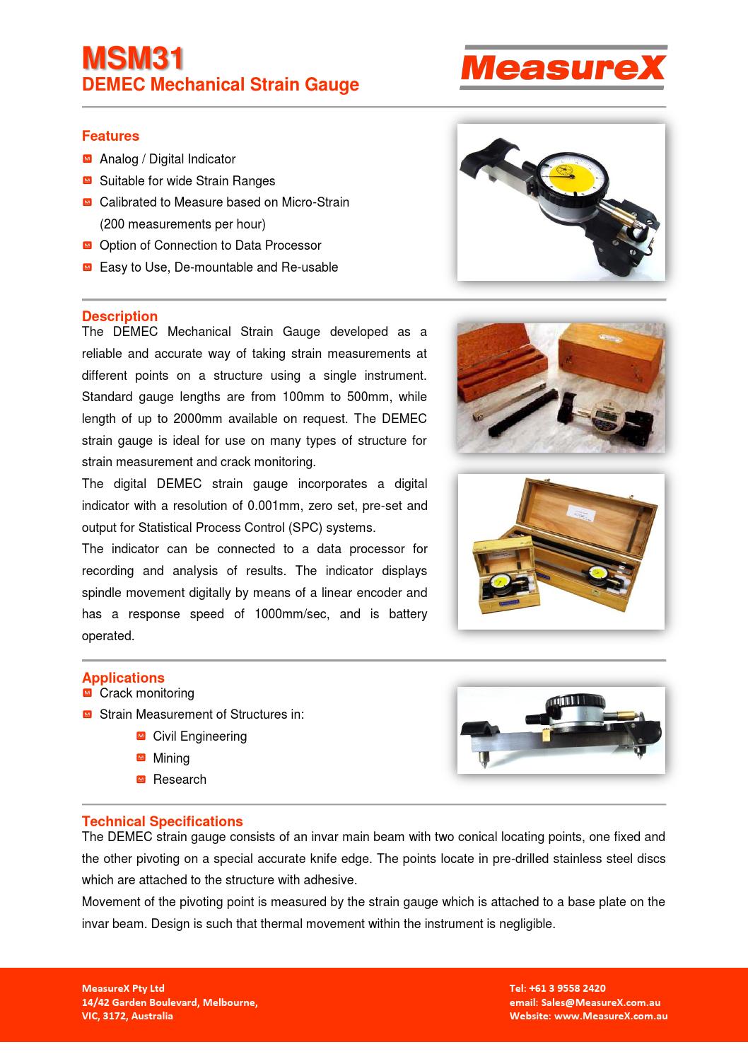 Demec mechanical strain gauge by MeasureX - Issuu
