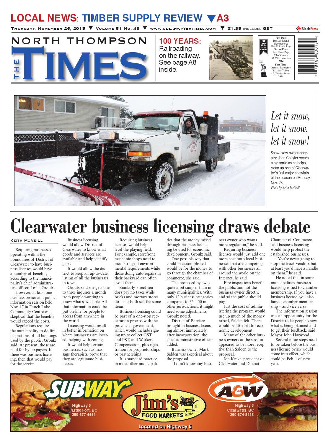 Clearwater Times, November 26, 2015 by Black Press Media Group - Issuu