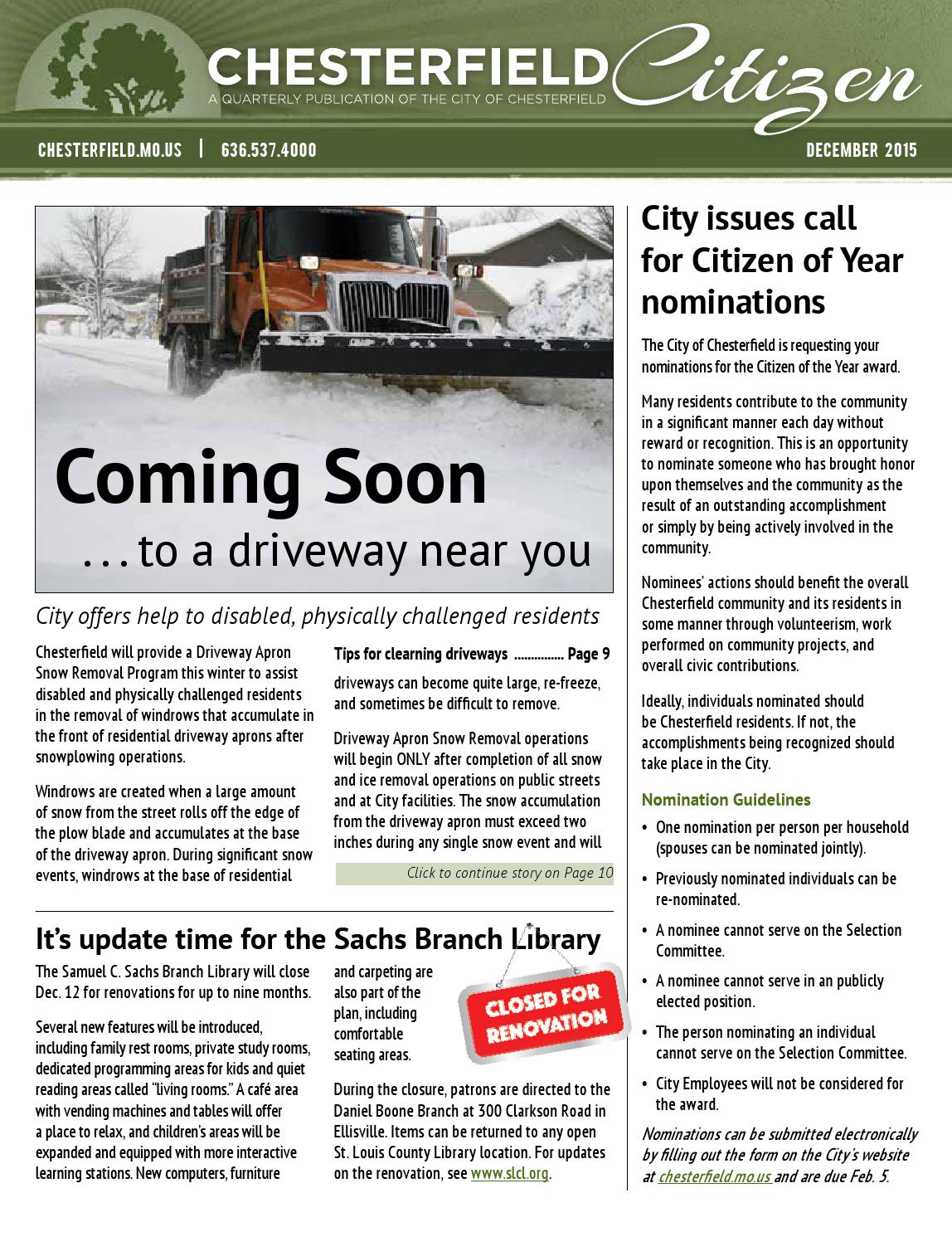 Chesterfield Citizen Newsletter, December 2015 by CityofChesterfield ...