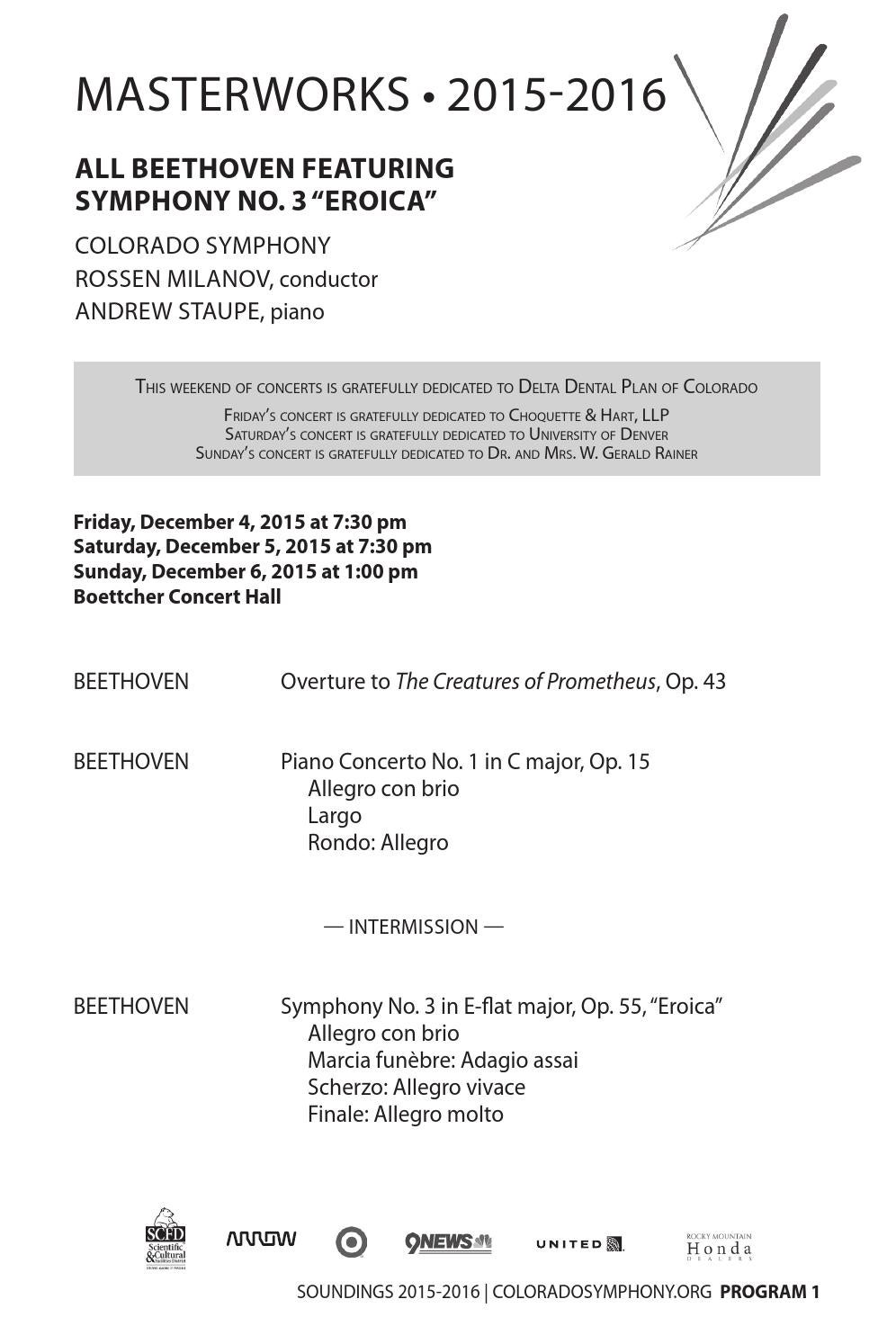 All Beethoven featuring Symphony No. 3 "Eroica" | Program Notes by ...