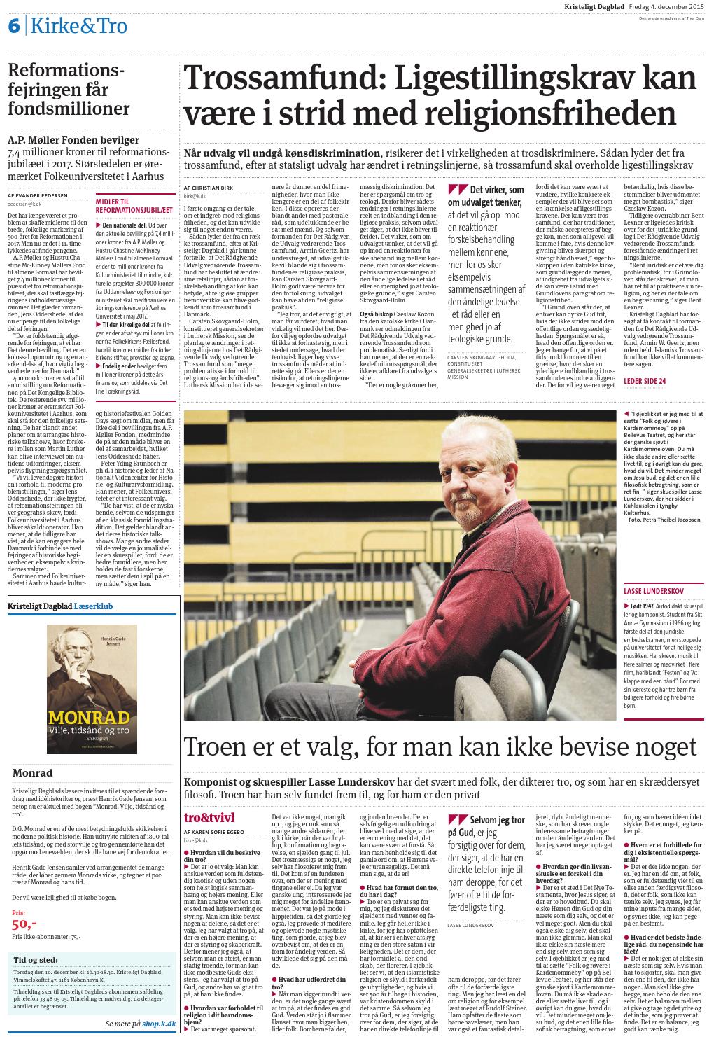 Kristeligt Dagblad, d. 4 december 2015 by Kristeligt Dagblad - Issuu