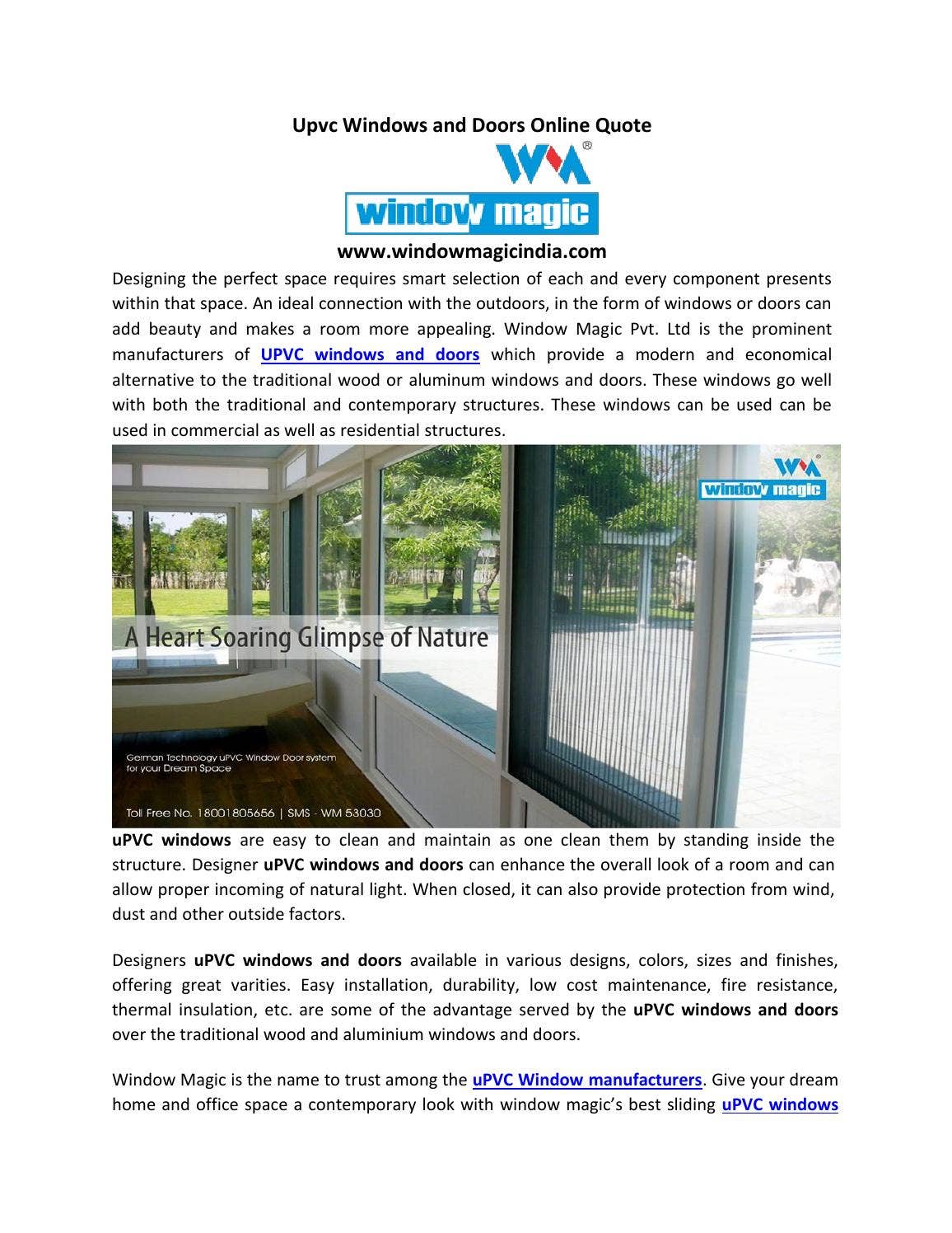 Upvc windows and doors online quote by windowmagic - Issuu