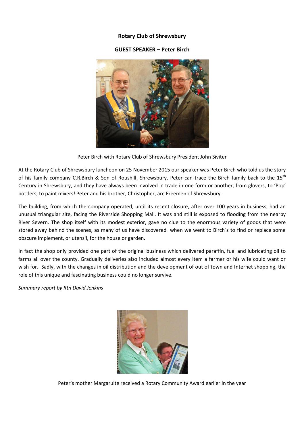 Rty peter birch's talk by Alan Wilding - Issuu