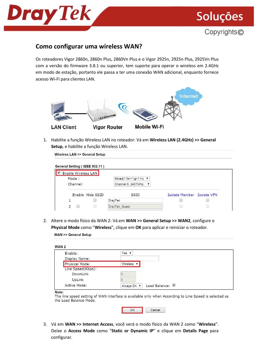 Como configurar uma wireless WAN by Draytek Brasil - Issuu