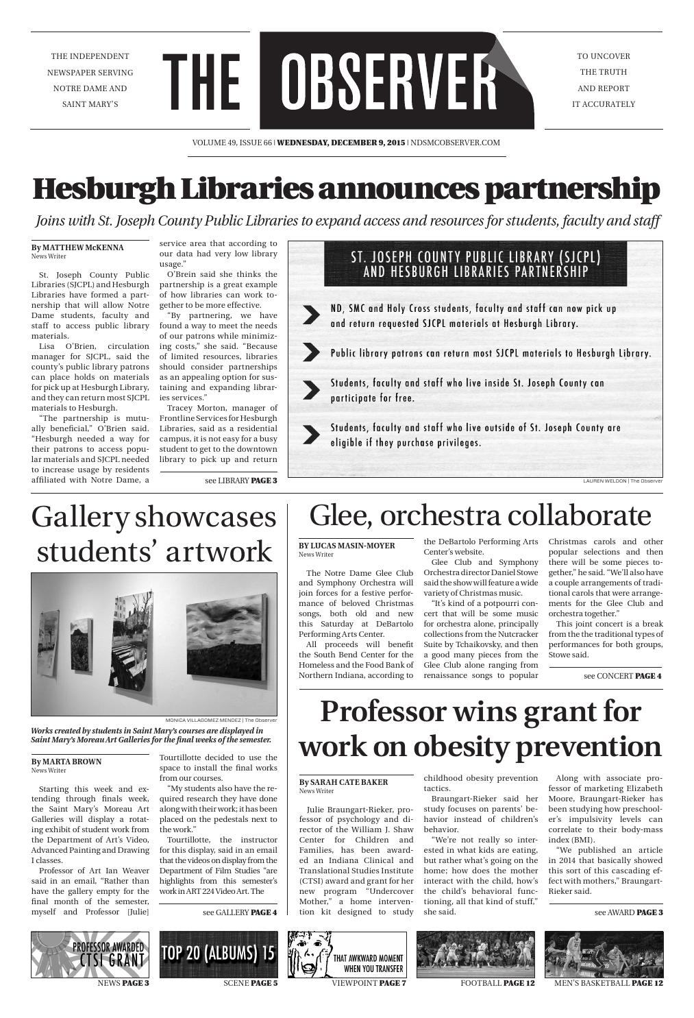 Print Edition of The Observer for Wednesday, December 9, 2015 by The ...