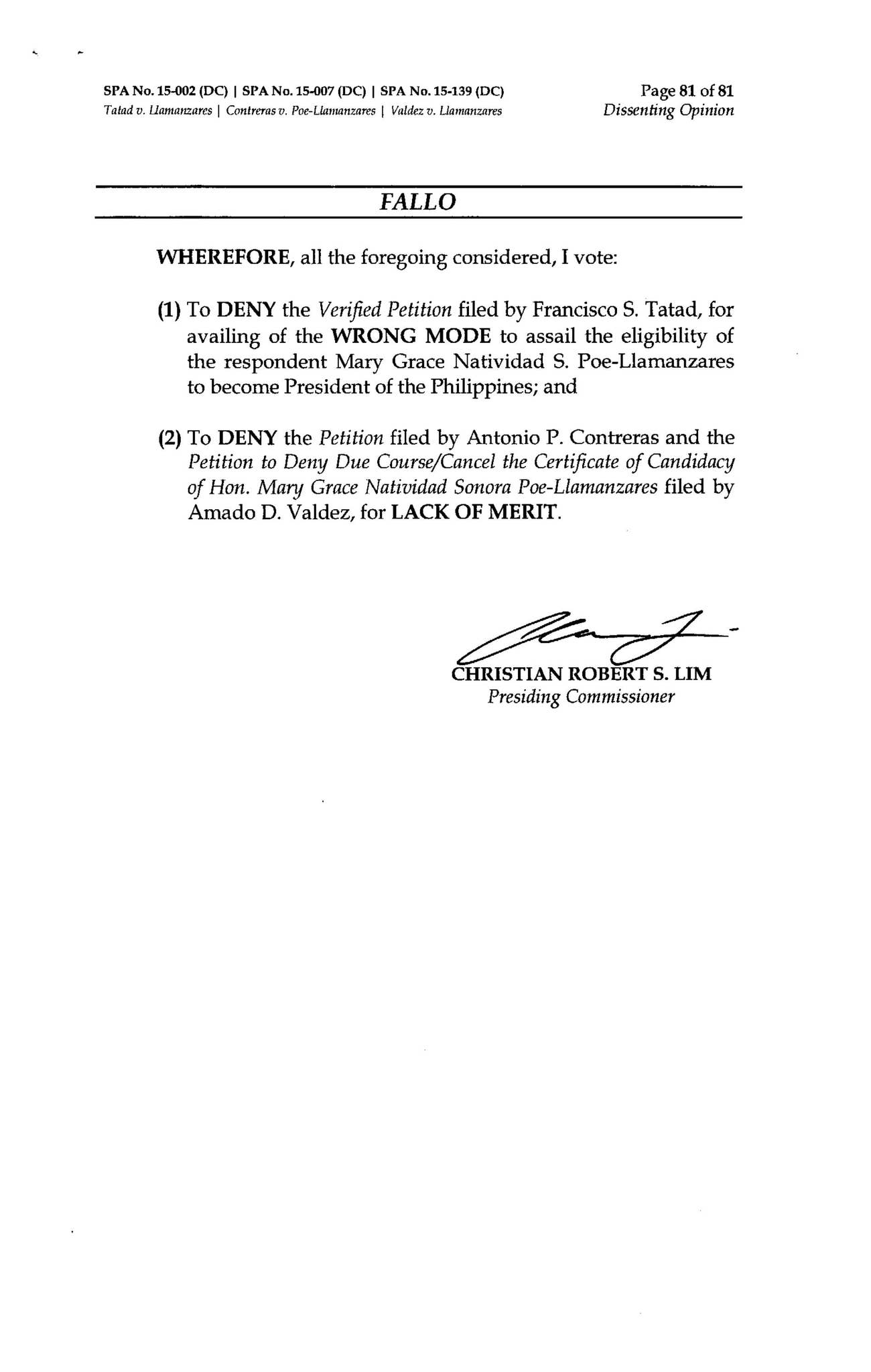 POE-LLAMANZARES - OMNIBUS RESOLUTION 12.11.15 (First Division) by ...