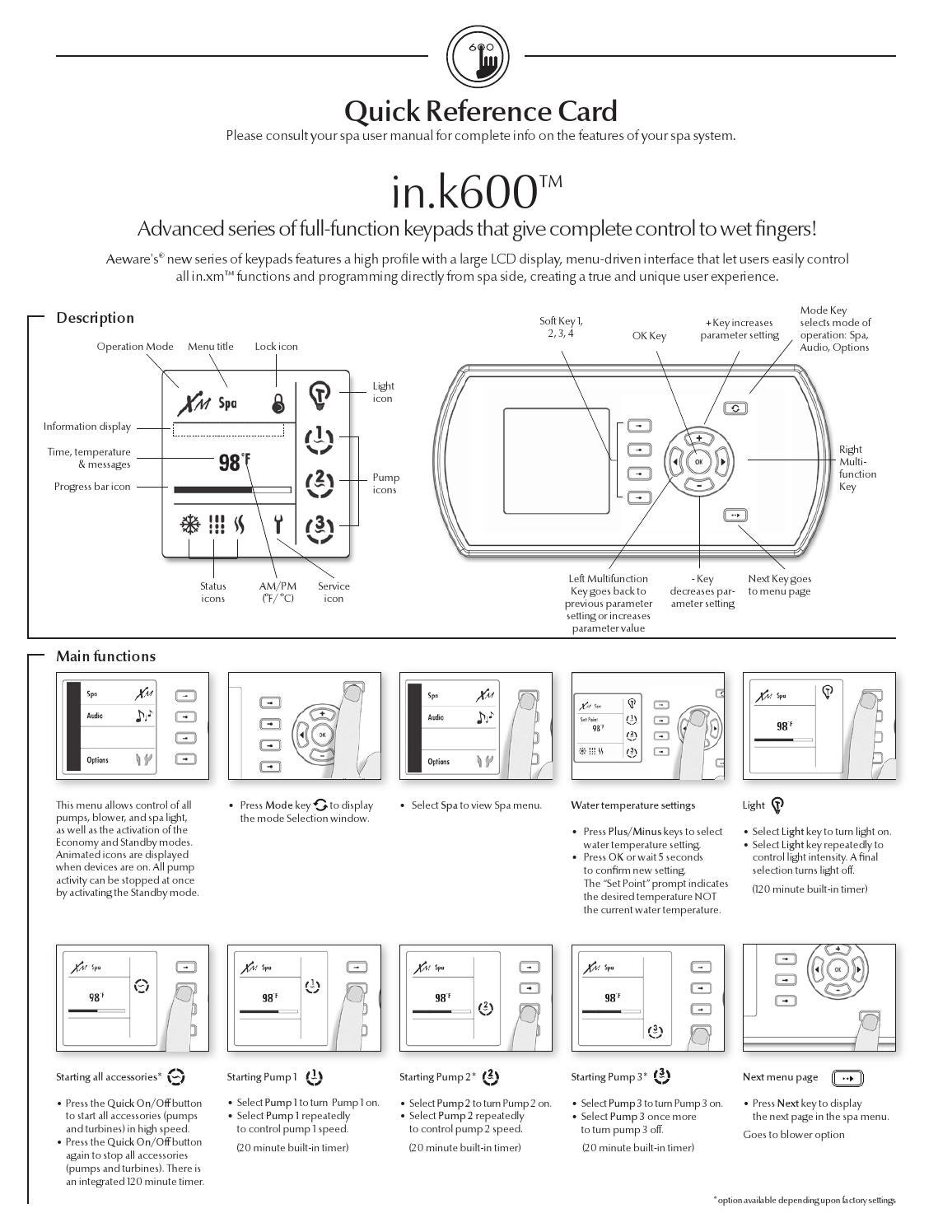 in.k600 menu-driven interface keypad quick reference card for in.xm by ...