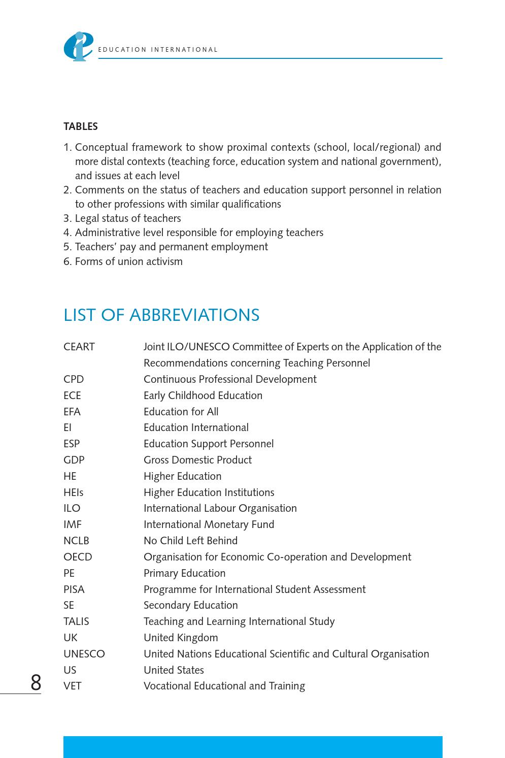 The status of teachers and the teaching profession by Education ...