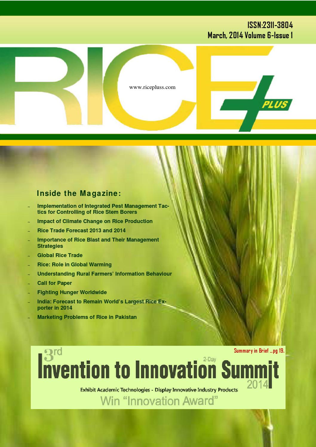 Rice plus magazine,vol6(1),2014 by DAILY RICE NEWS LETTER - Issuu