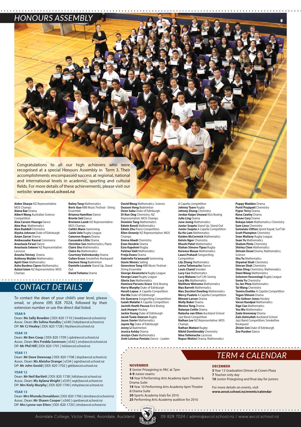 Avcol Issue 3 2015 by Avondale College NZ - Issuu