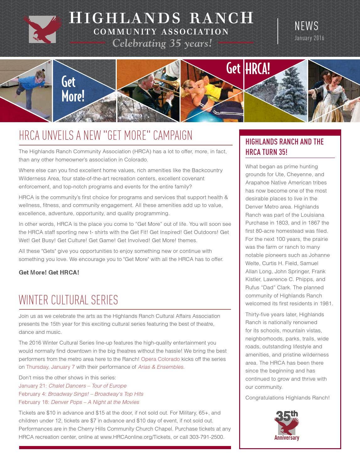HRCA January 2016 Newsletter by Highlands Ranch Community Association ...