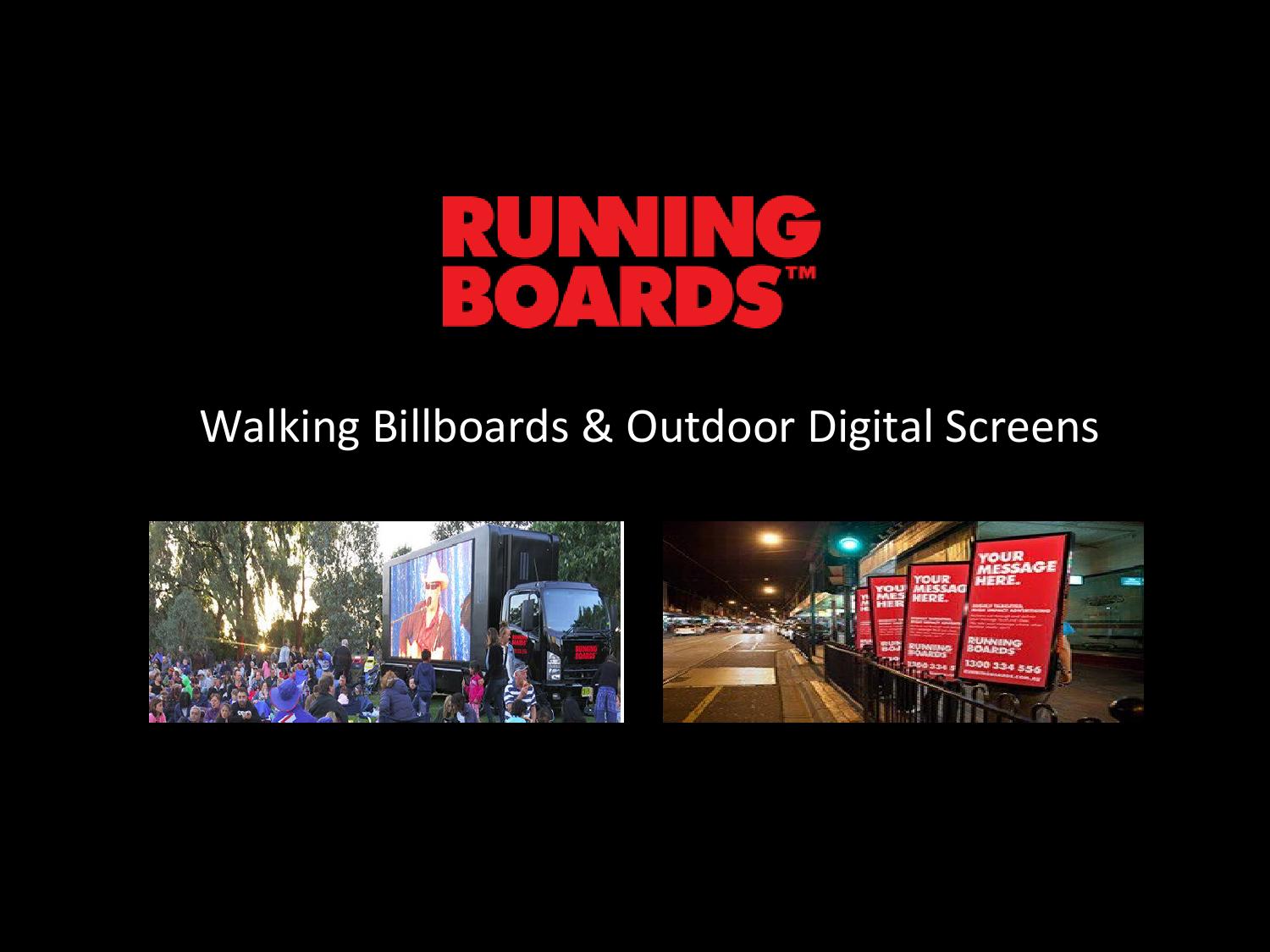 Walking billboards and outdoor digital screens by Running Boards - Issuu