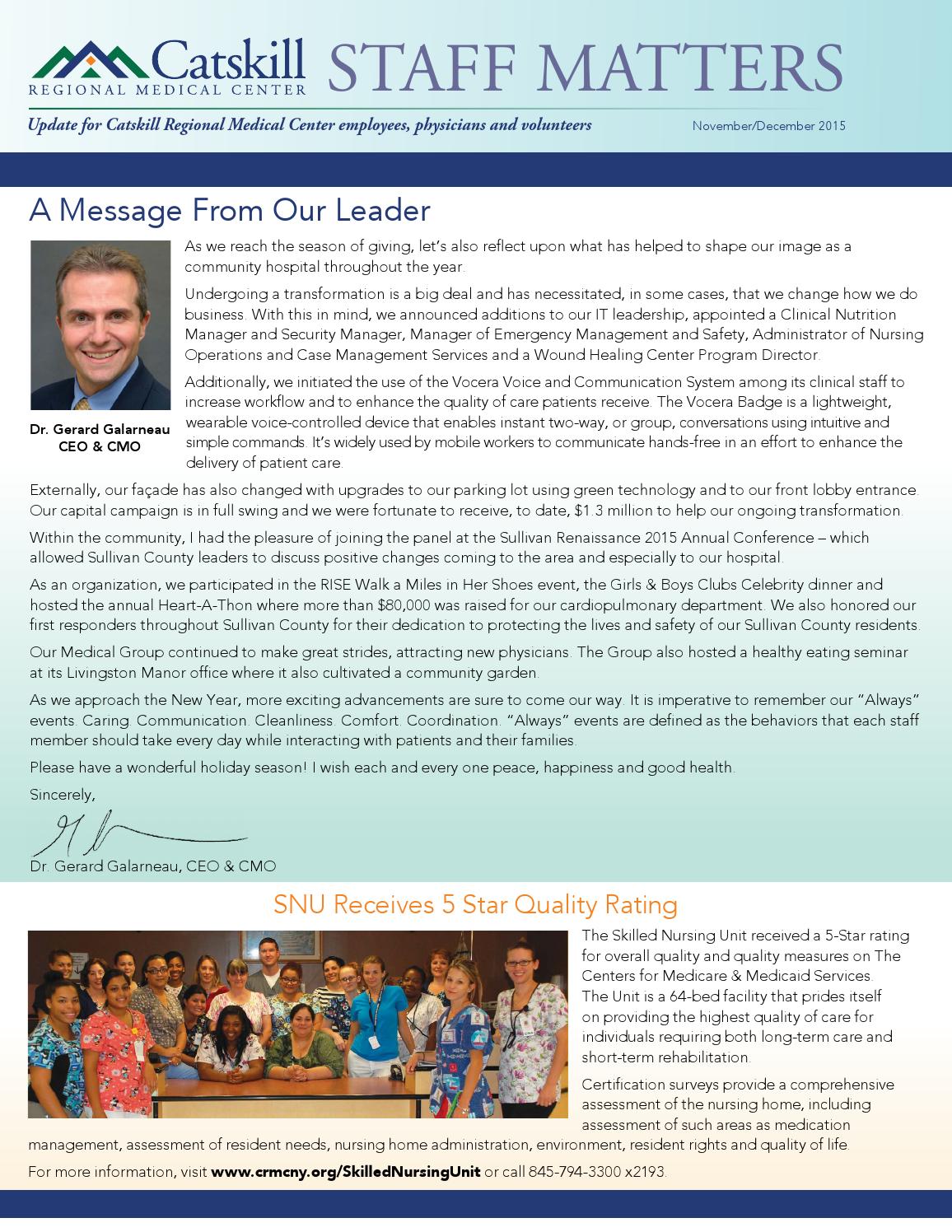 Staff Matters - November/December 2015 by Garnet Health - Issuu