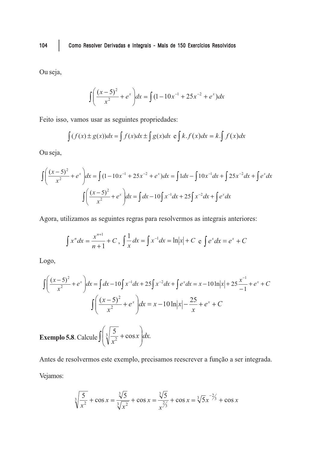 Como resolver derivadas e integrais mais de 150 exercícios resolvidos ...