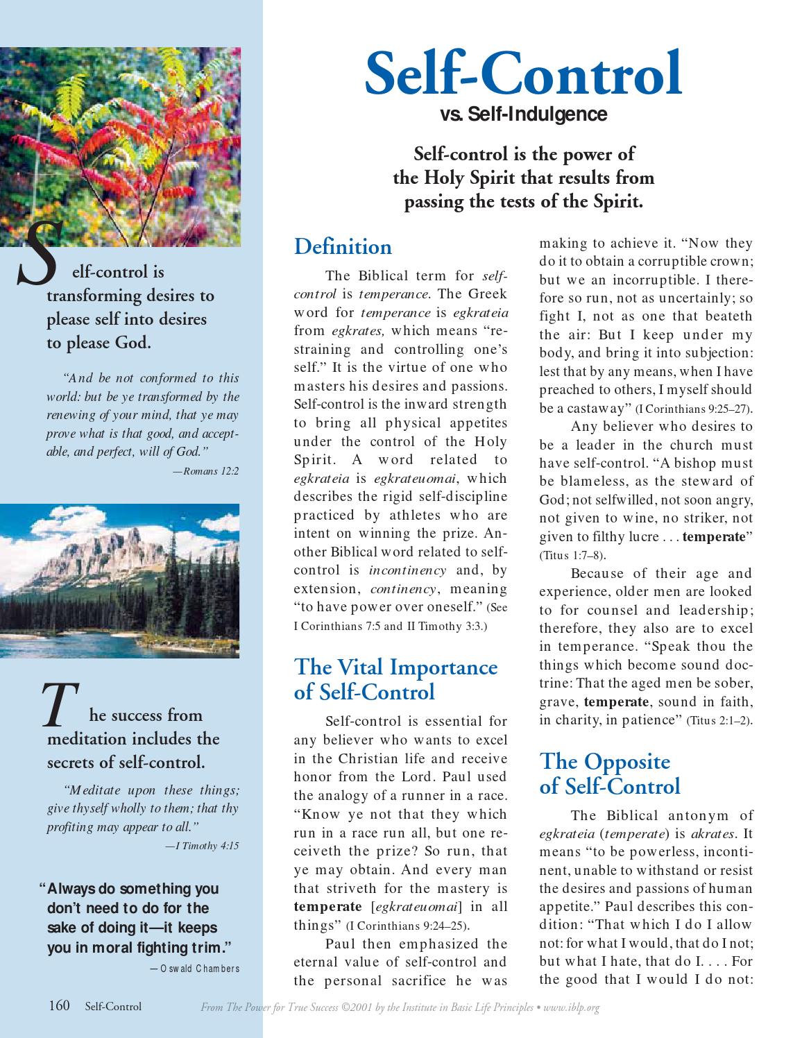 Self-Control by Institute in Basic Life Principles - Issuu