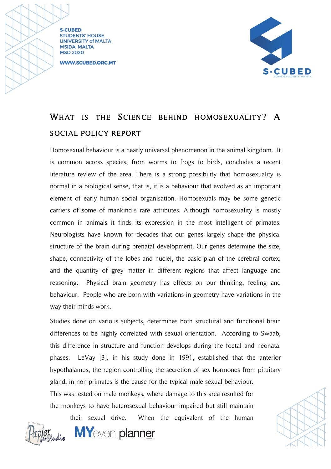 What is the Science behind Homosexuality? A Social Policy Report by S ...