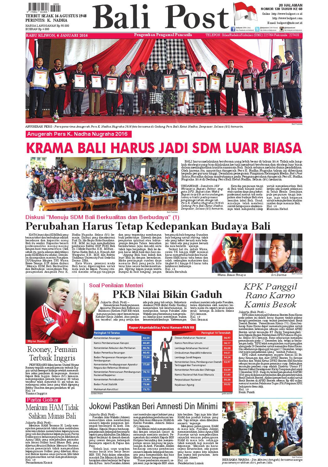 Edisi 06 Januari 2016 | Balipost.com by e-Paper KMB - Issuu