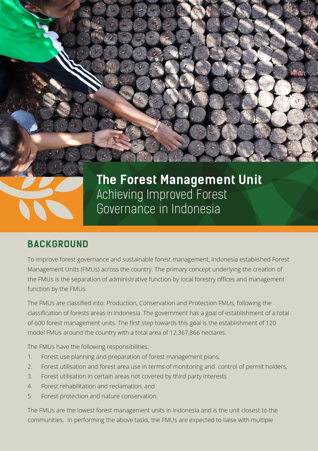 Forest Management Unit: Achieving Improved Forest Governance in ...