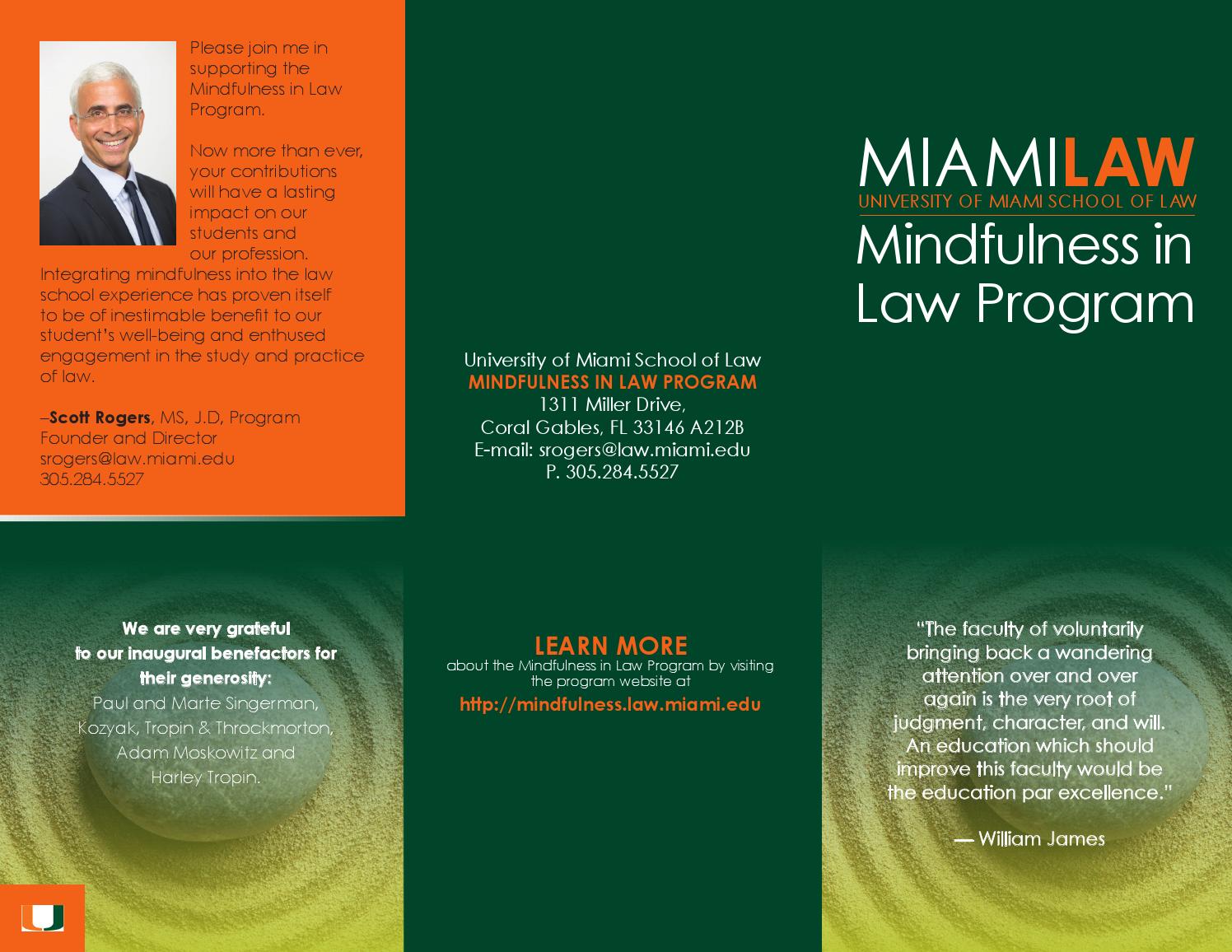 Mindfulness Brochure by University of Miami School of Law - Issuu