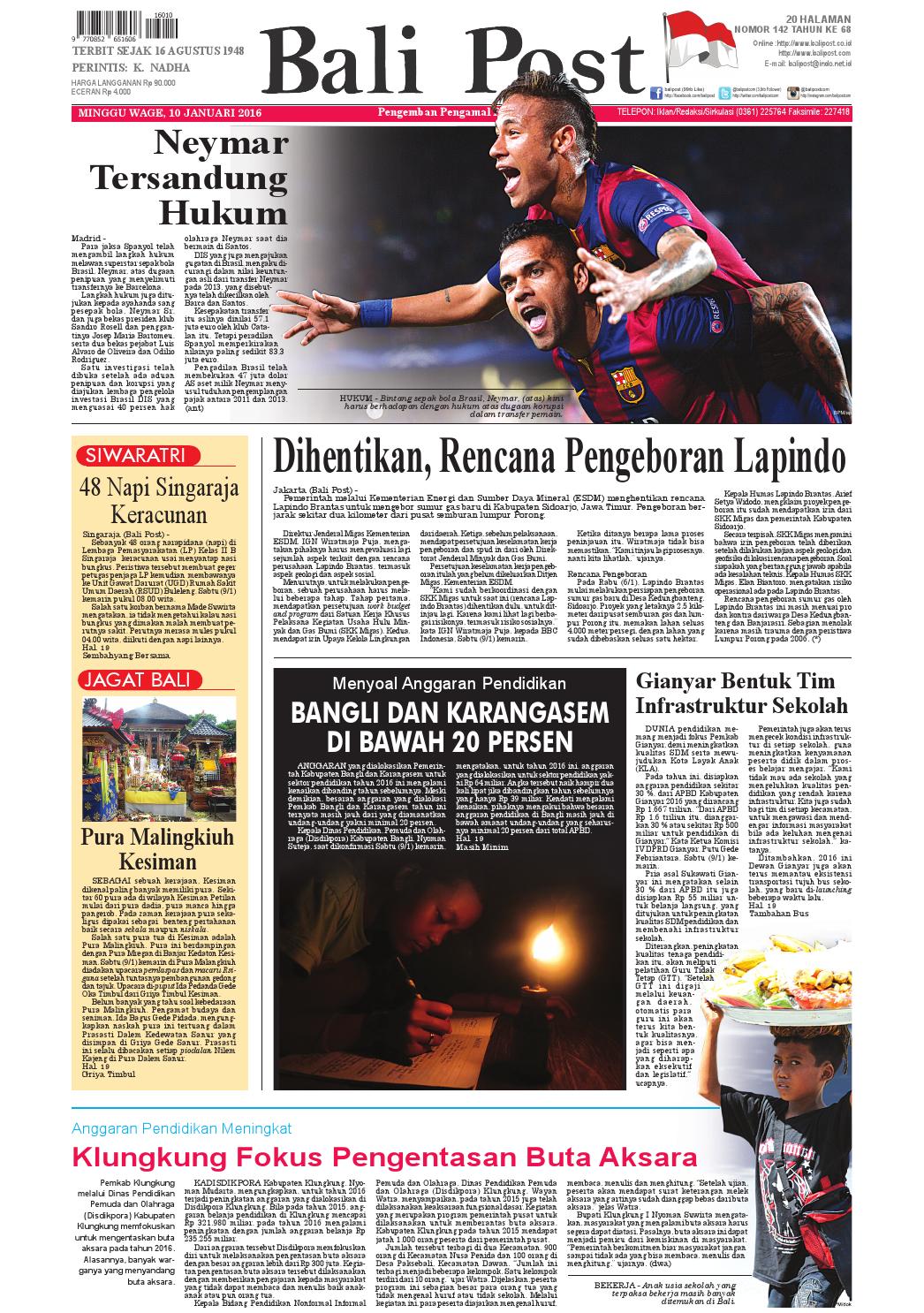 Edisi 10 Januari 2016 | Balipost.com by e-Paper KMB - Issuu
