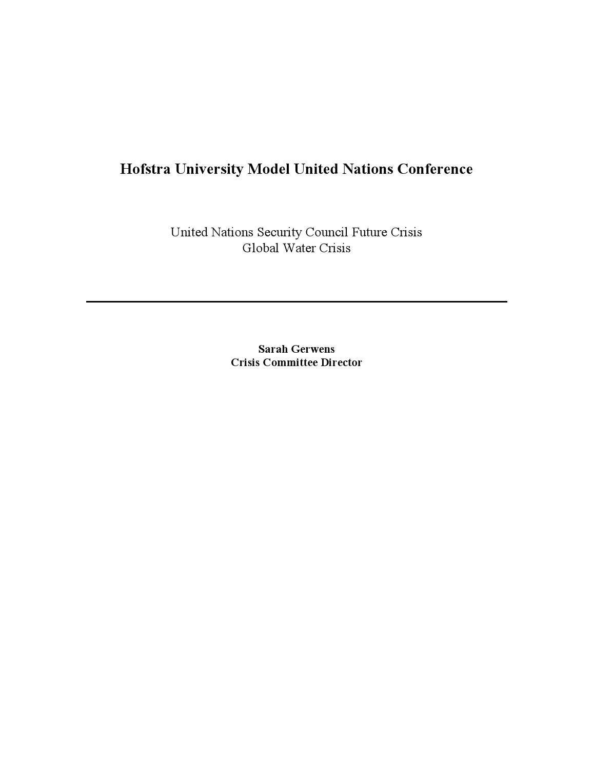 Model UN Conference: United Nations Security Council Future Crisis ...
