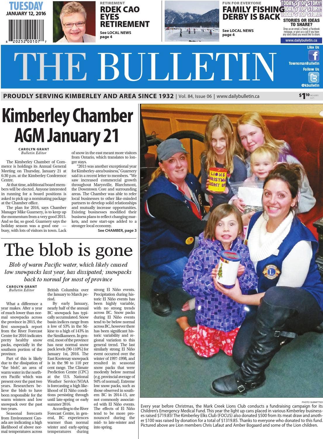 Kimberley Daily Bulletin, January 12, 2016 by Black Press Media Group ...