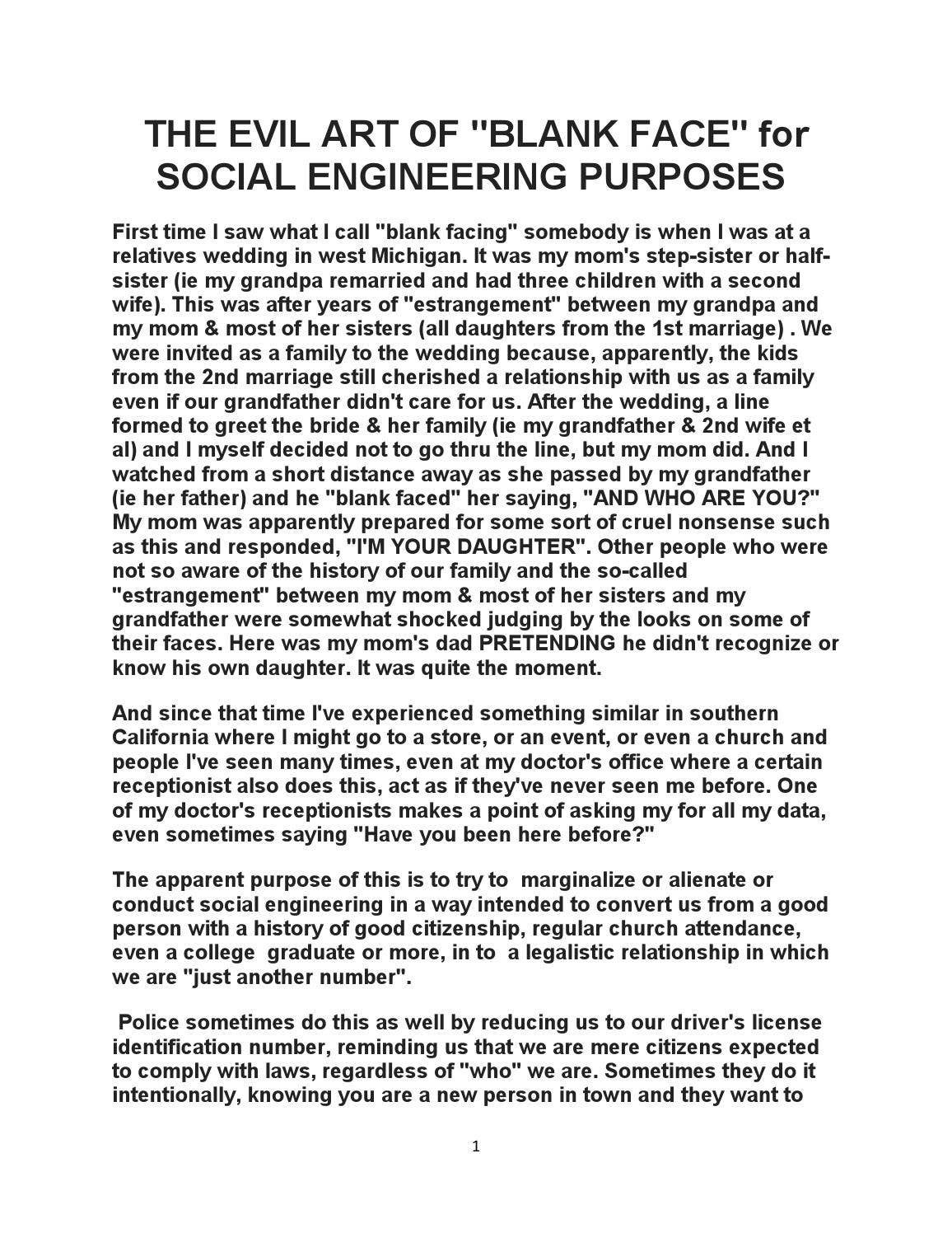 THE EVIL ART OF "BLANK FACE" for SOCIAL ENGINEERING PURPOSES by john ...