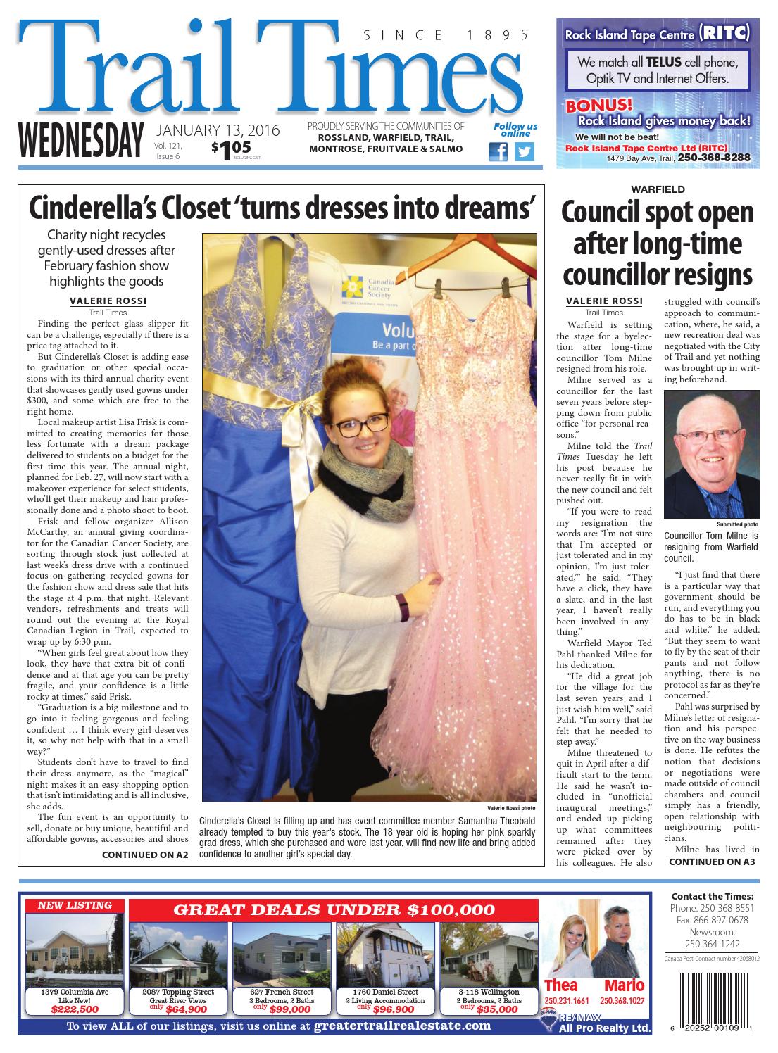 Trail Daily Times, January 13, 2016 by Black Press Media Group - Issuu