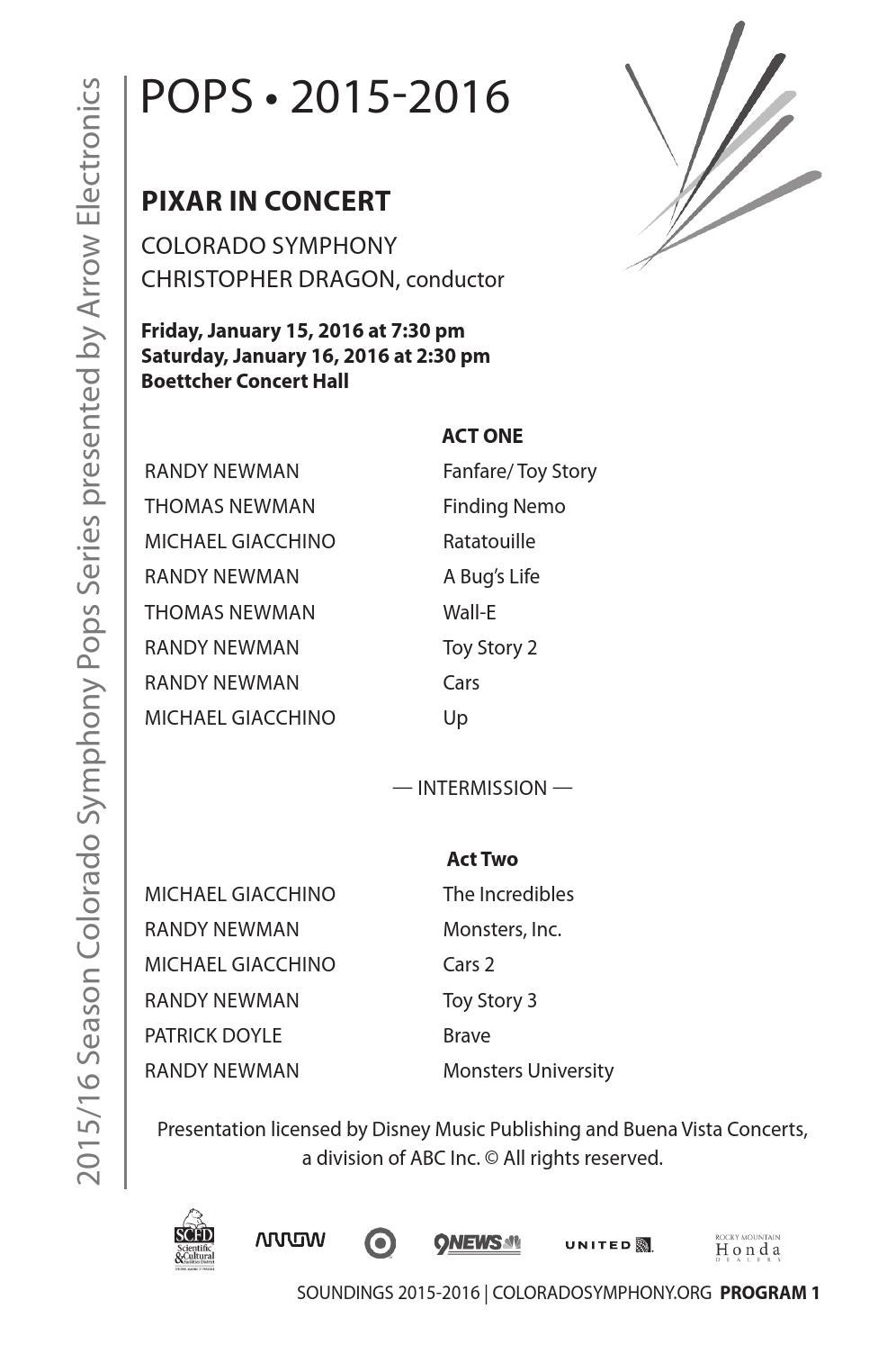 Pixar In Concert | Program Notes by Colorado Symphony - Issuu