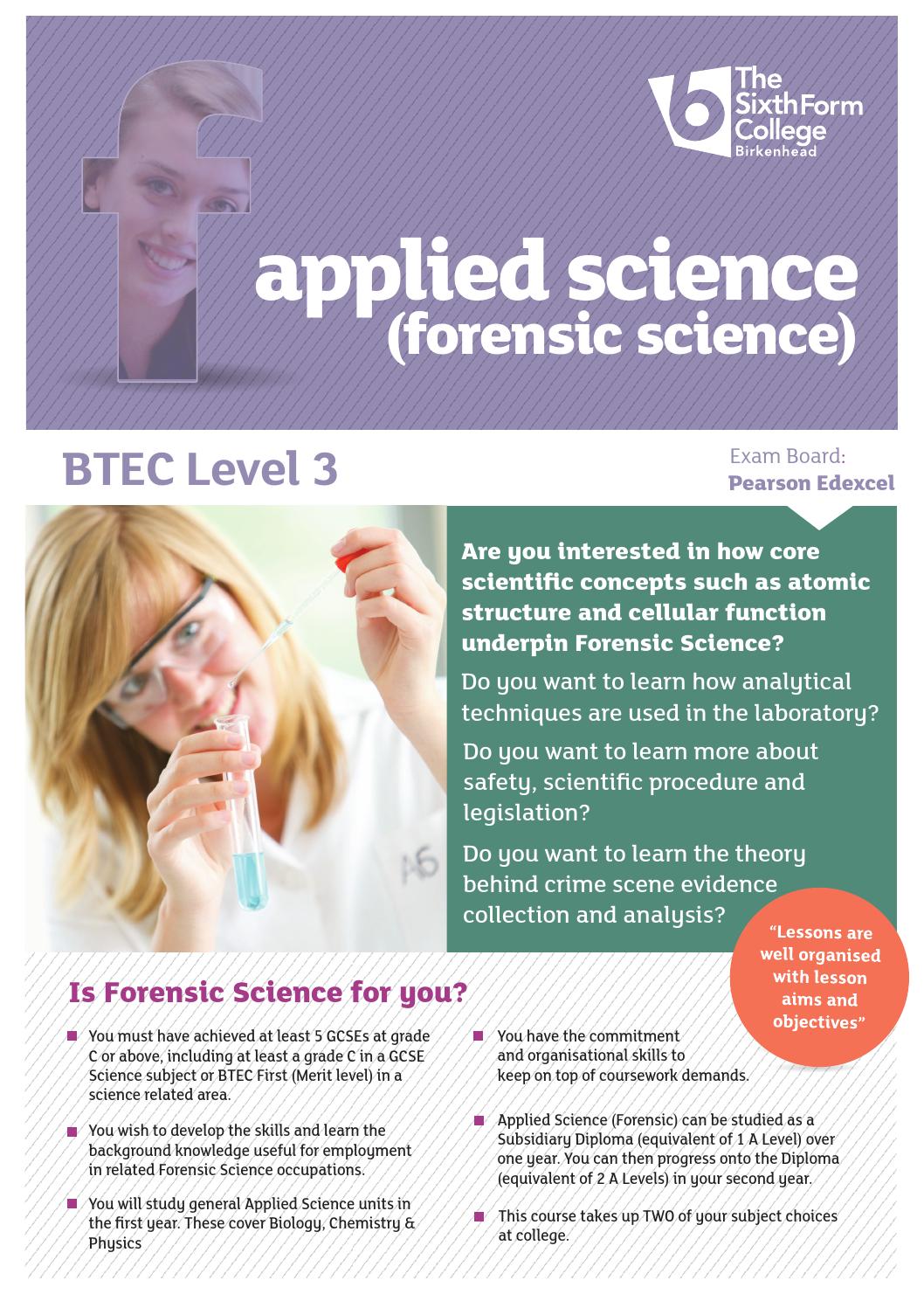 Applied Science (Forensic) BTEC Level 3 by Schudio - Issuu