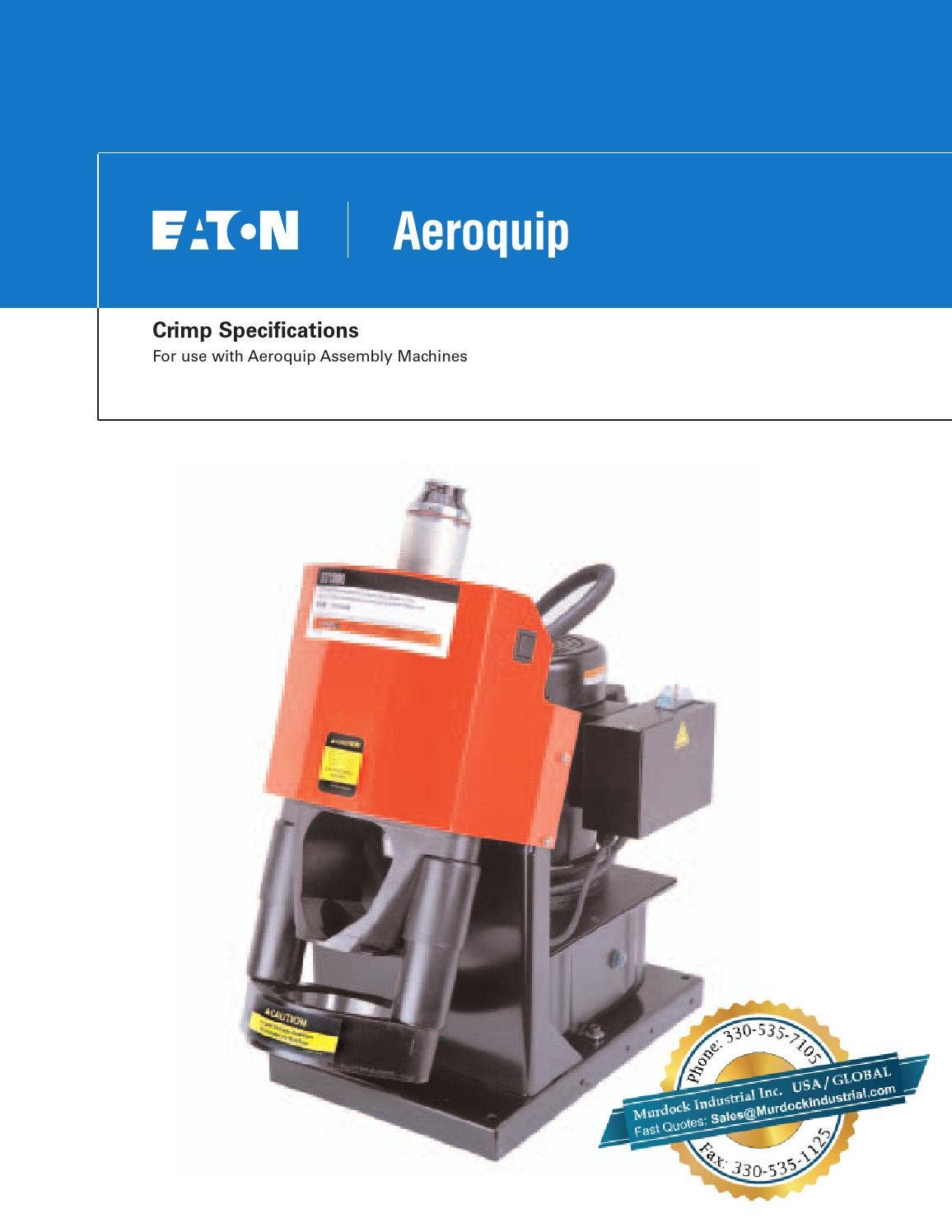 Eaton aeroquip crimp specifications specs catalog ft1330 ft1380 ft1390 ...