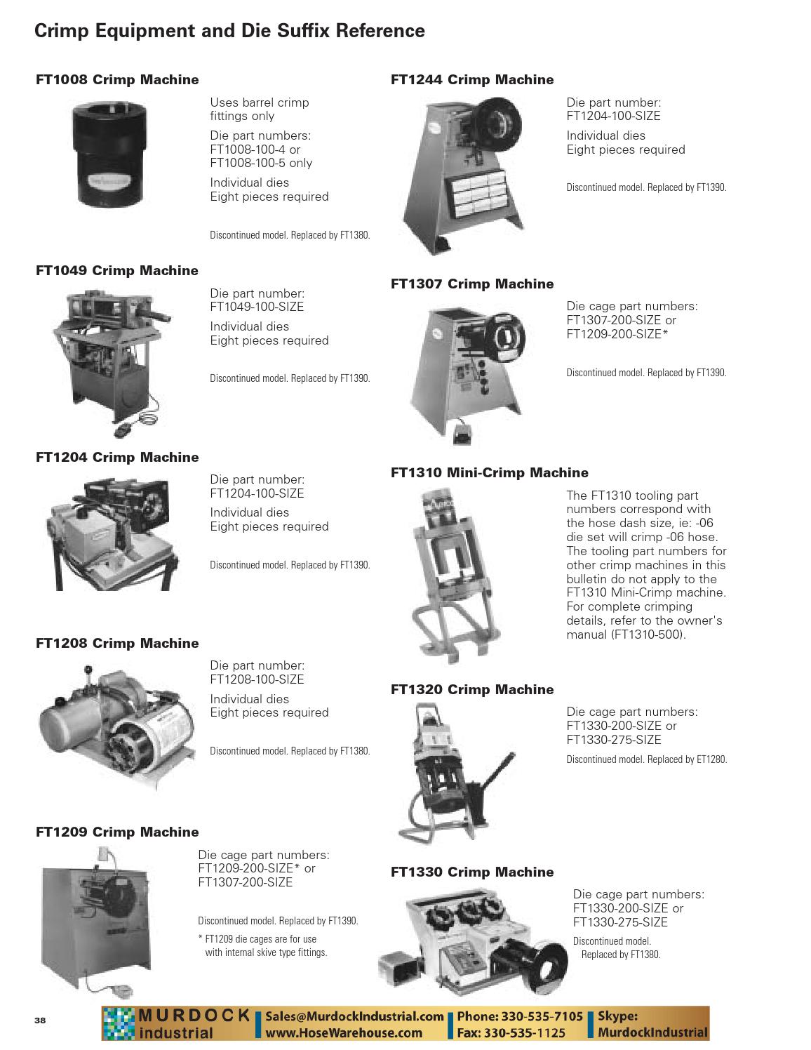 Eaton aeroquip crimp specifications specs catalog ft1330 ft1380 ft1390 ...