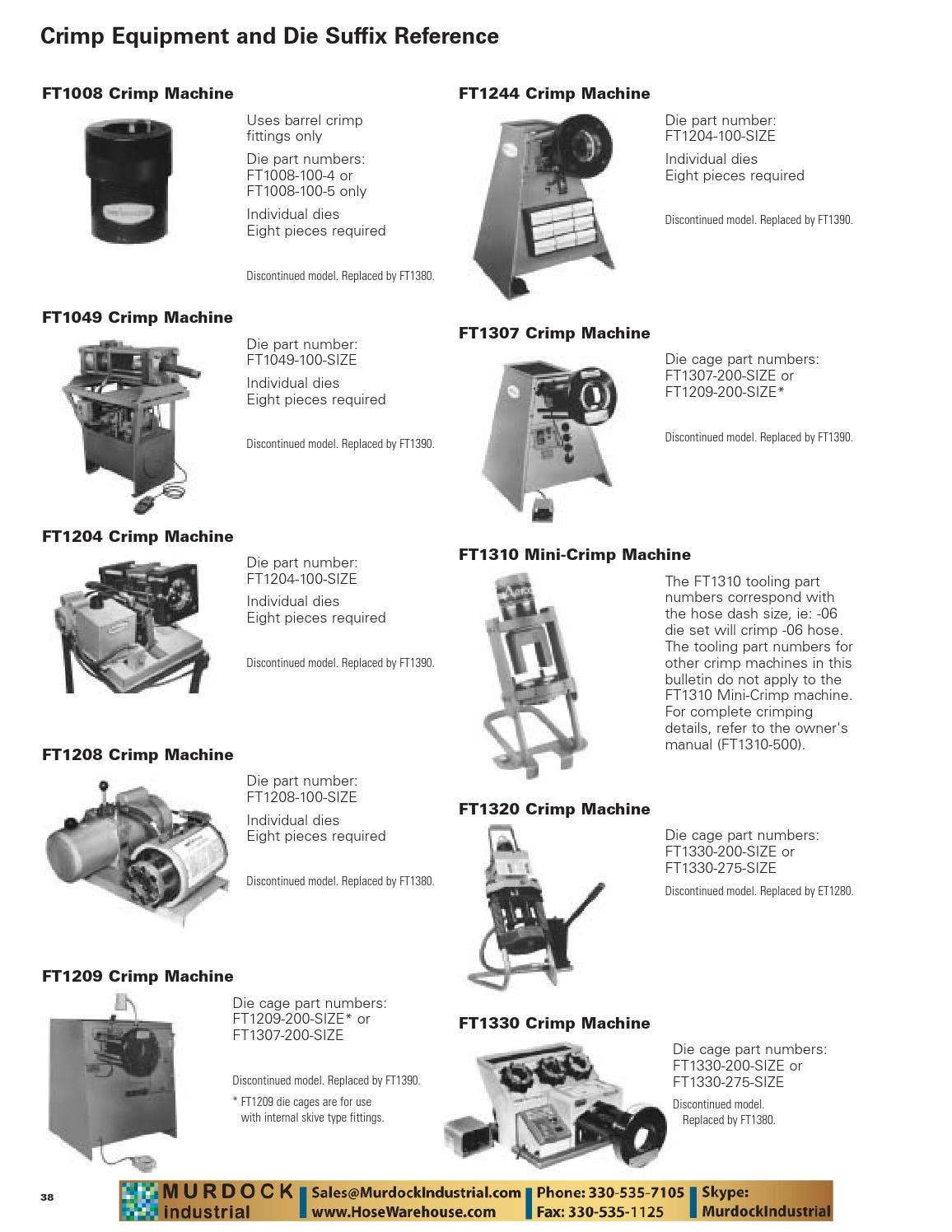 Eaton aeroquip crimp specifications specs catalog ft1330 ft1380 ft1390 ...